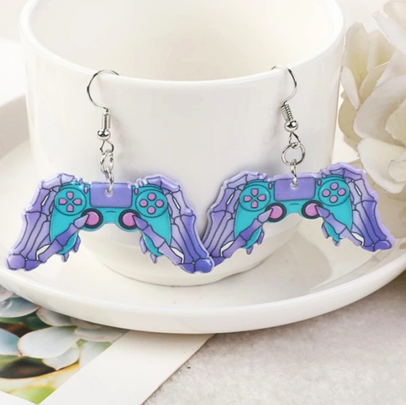 Jewelry | Teal Gamer Girl Playstation Style Acrylic Earrings | Poshmark